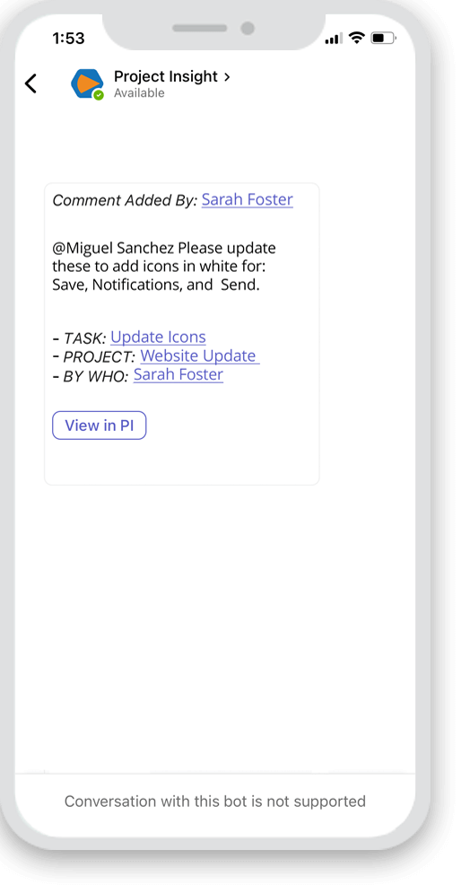 Microsoft Teams Integration | Project Insight Features
